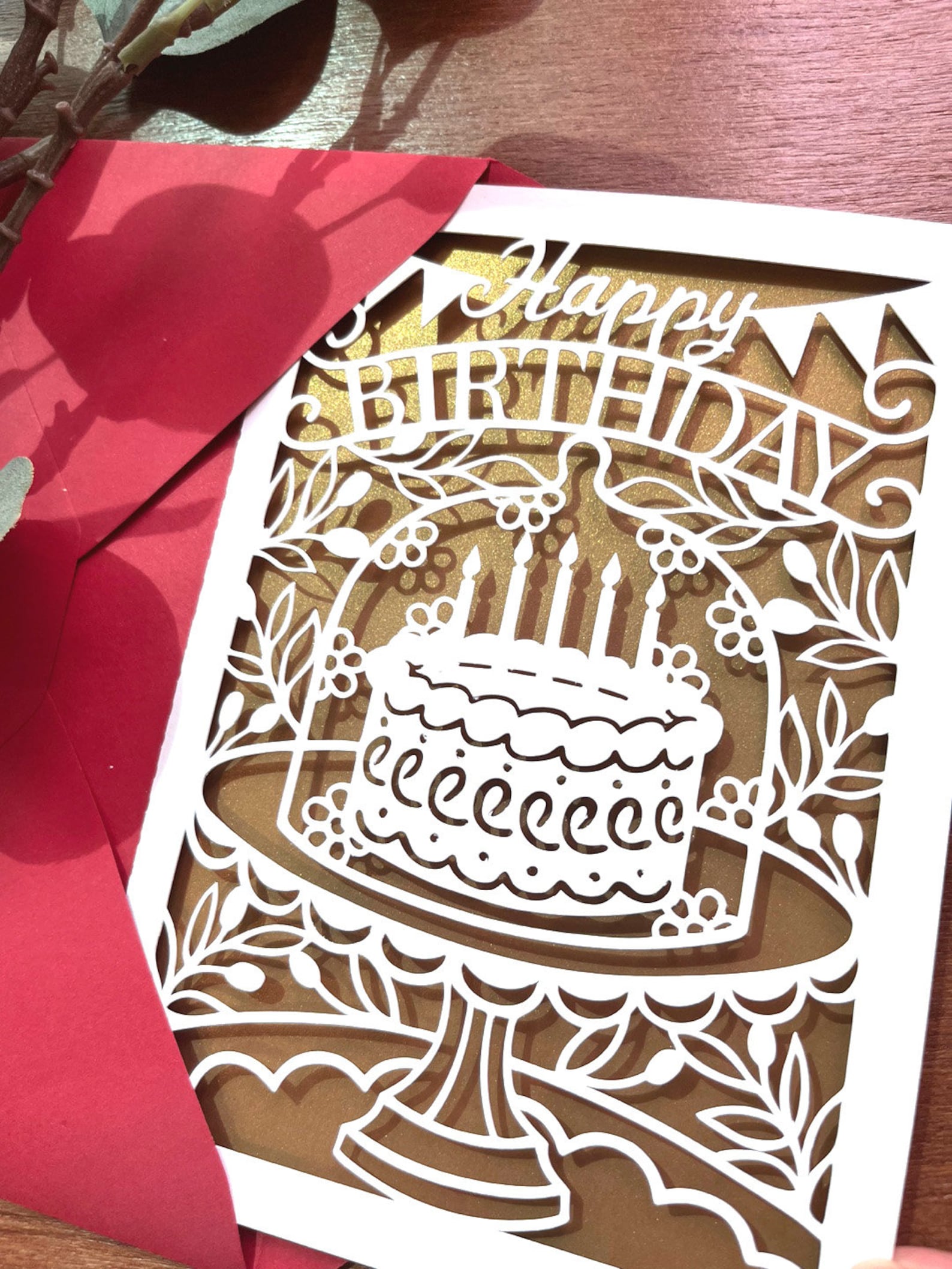Cake Birthday Card SVG Template: Paper Cut File (digital Download) - Etsy