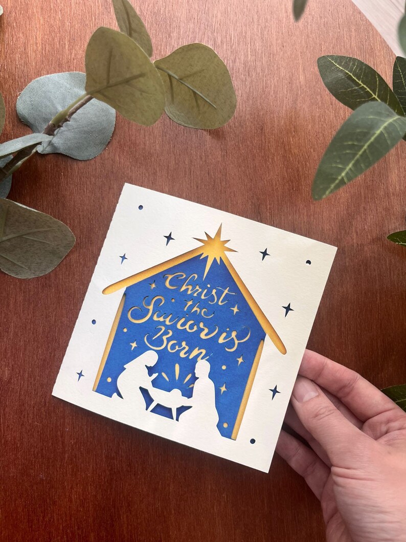Nativity Card SVG Template, Christ the Savior, Cricut Ready (digital ...