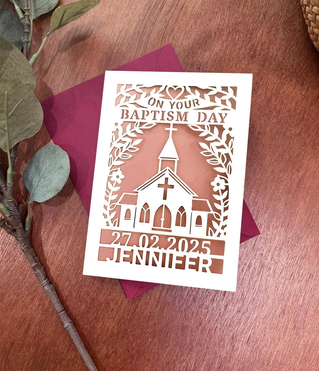 Personalized Baptism Card SVG: Christian Papercut Template (digital ...