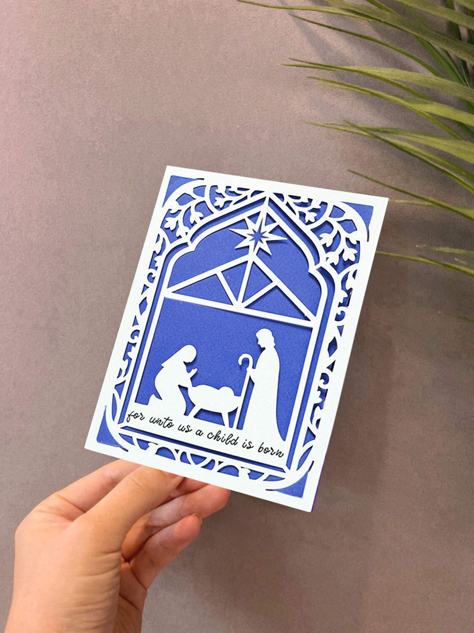 Nativity Card Svg, Cricut Joy Christmas Card Svg, Unto Us a Child is ...