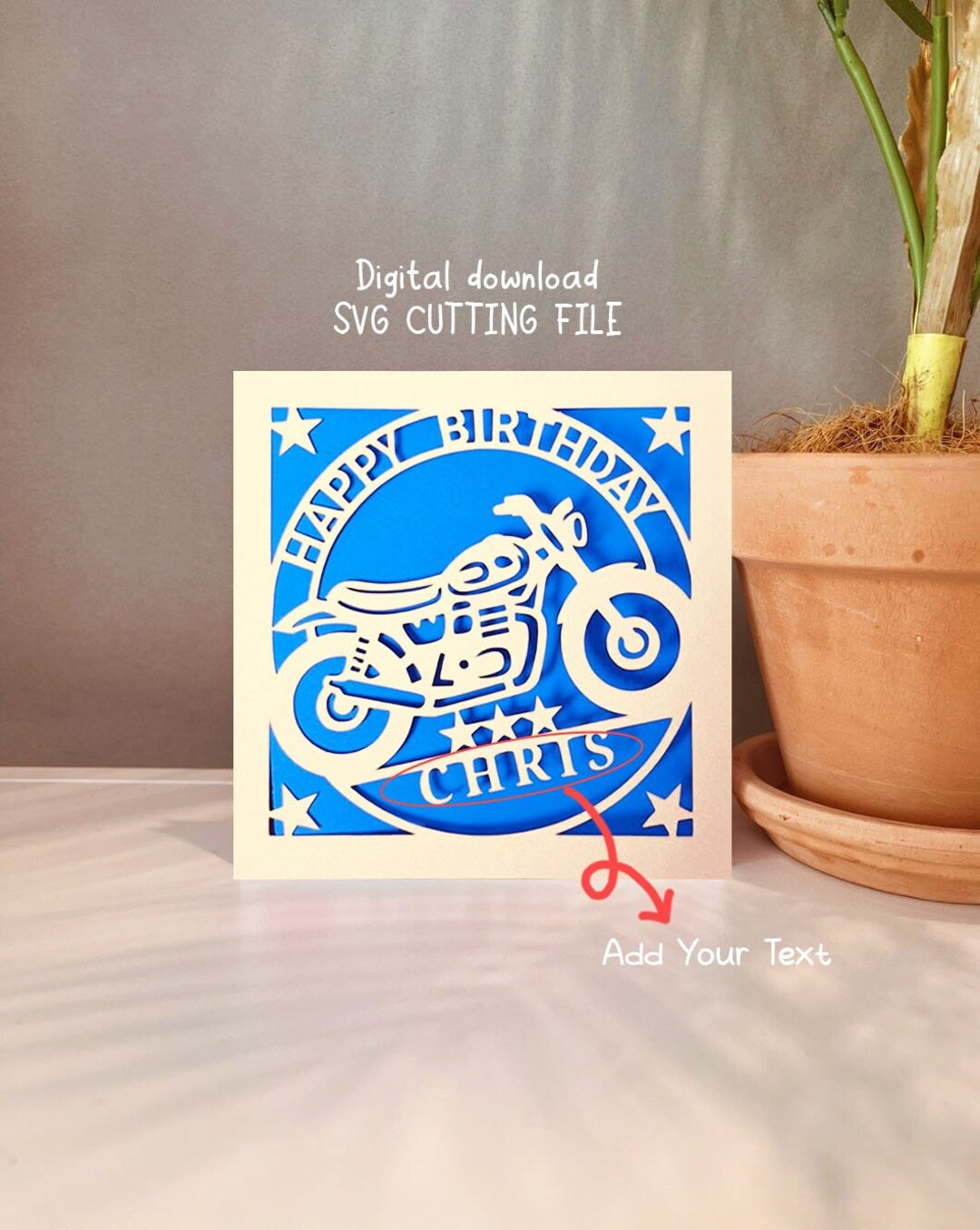 Motorcycle Biker Birthday Card SVG, Motorbike Cricut Birthday Svg ...