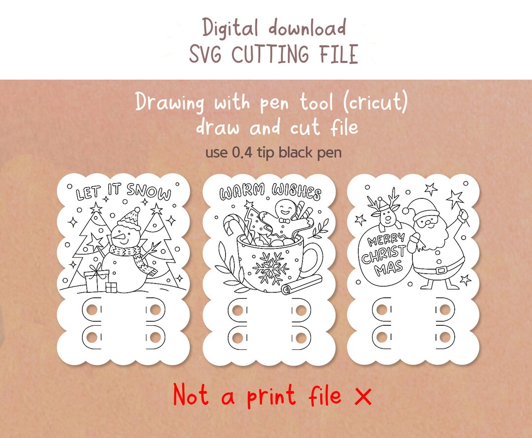 3 Christmas Coloring Card Svg, Crayon Holder , Svg Files for Cricut ...