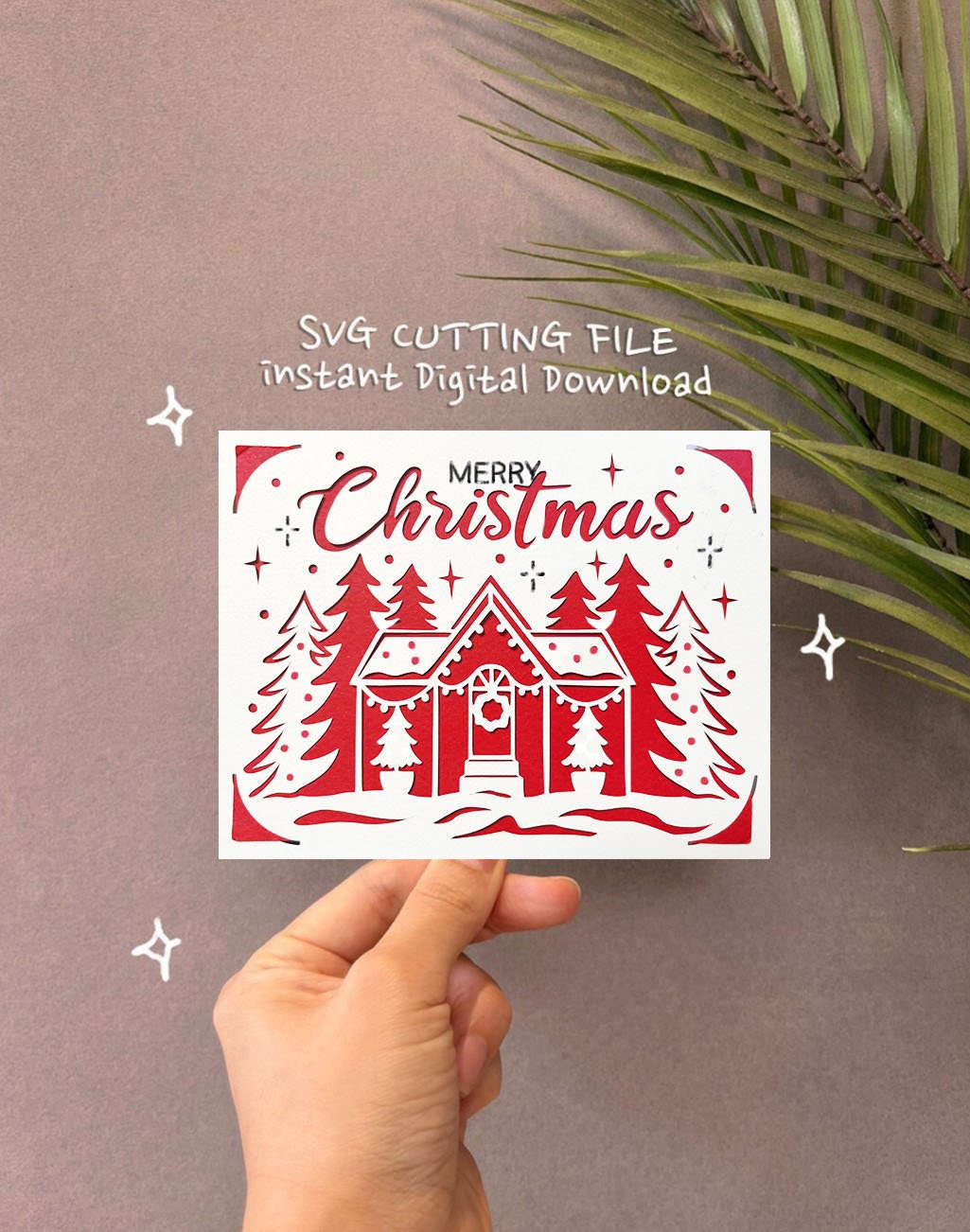 Christmas House Card Svg, Christmas Cricut Joy Card, Winter Card Svg ...