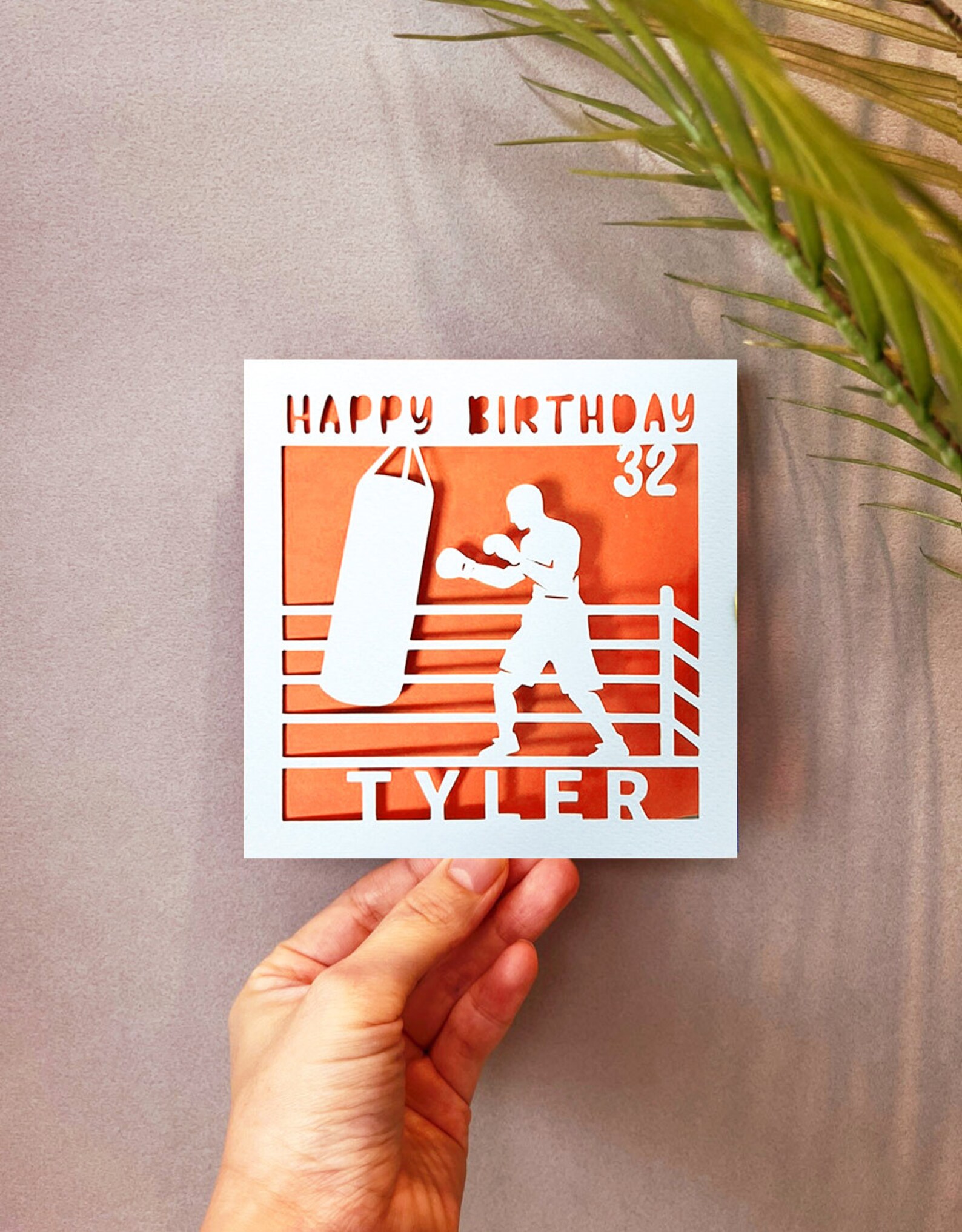 Personalized Boxing Birthday Card SVG: Papercut Template (digital ...