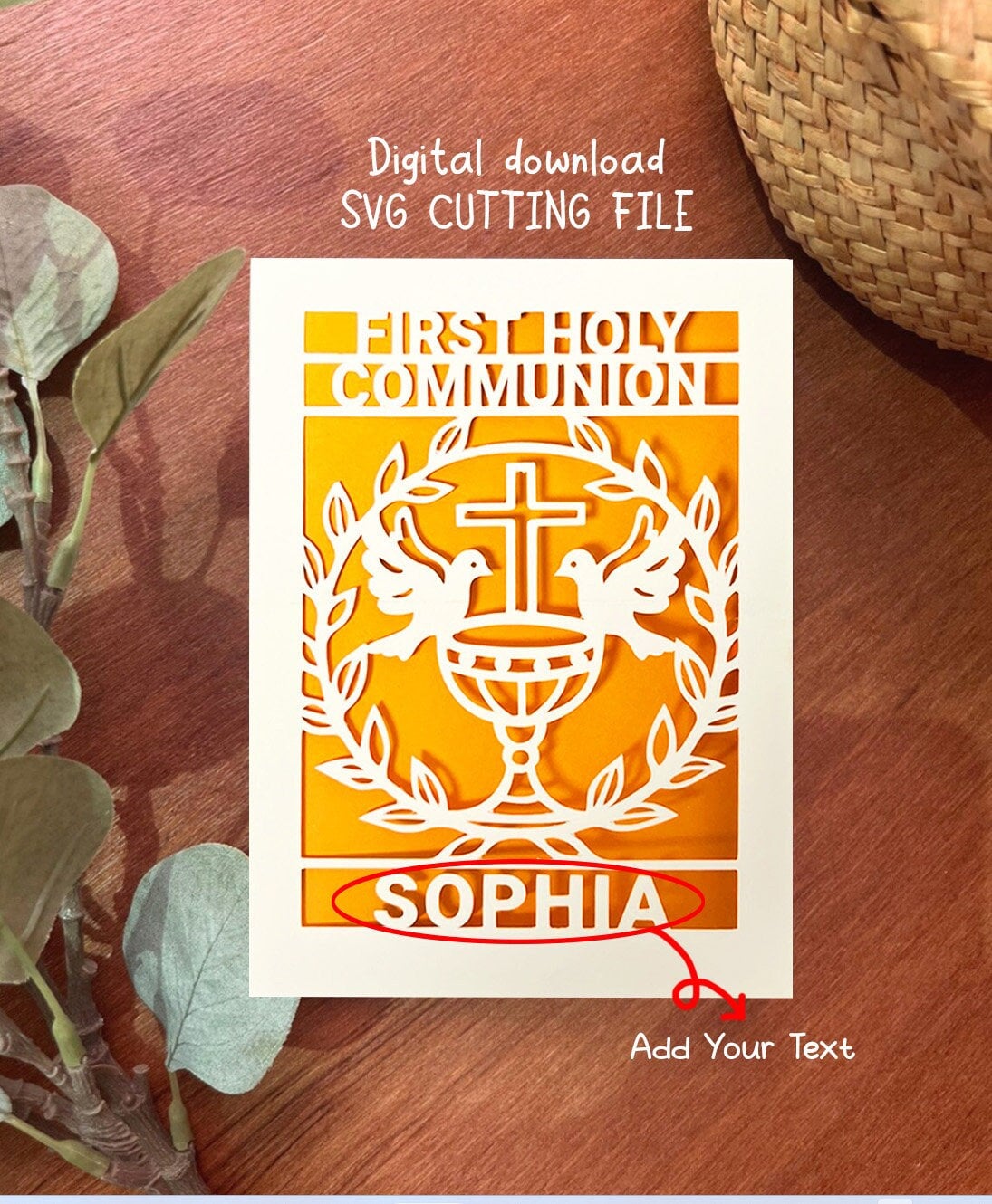 Personalized First Holy Communion Card SVG: Papercut Template (digital ...