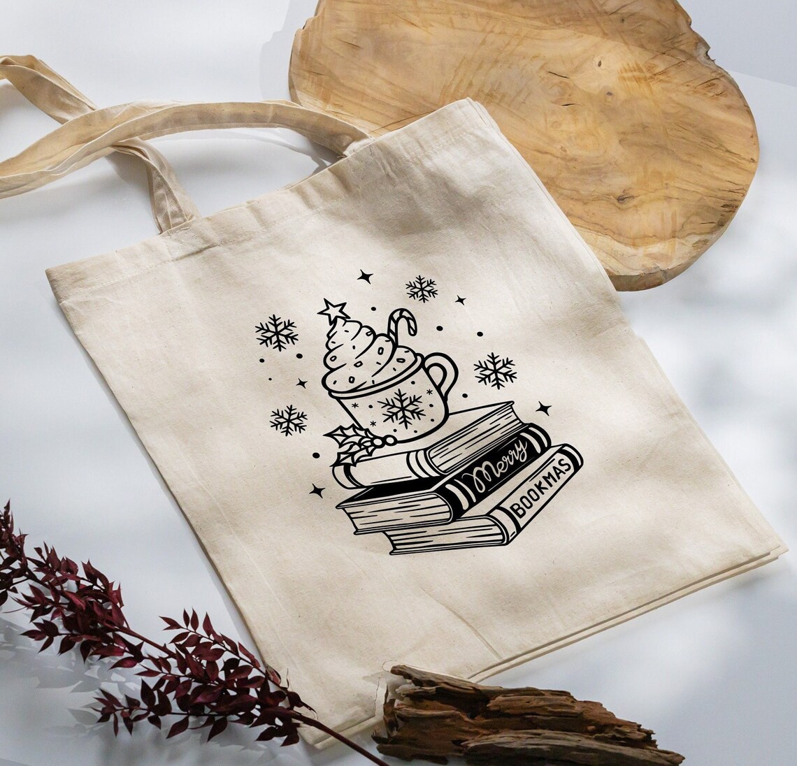 Merry Bookmas Svg PNG File , Christmas Book Lover Svg, Book Tree Svg ...