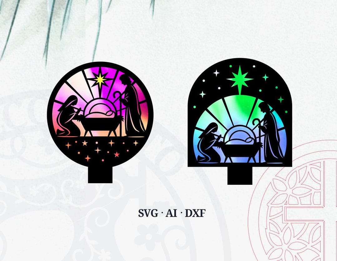 Nativity Night Light SVG: Christmas Nightlights, Nativity Decor Cut ...