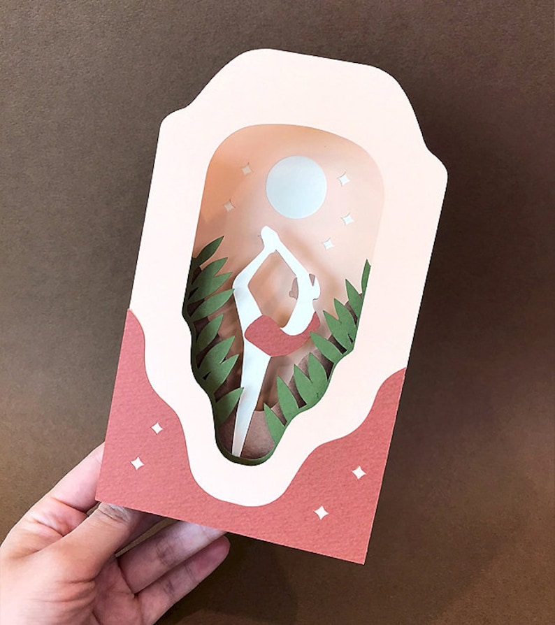 Yoga Girl Box Cardpaper Room Decor Paper Craft Card - Etsy