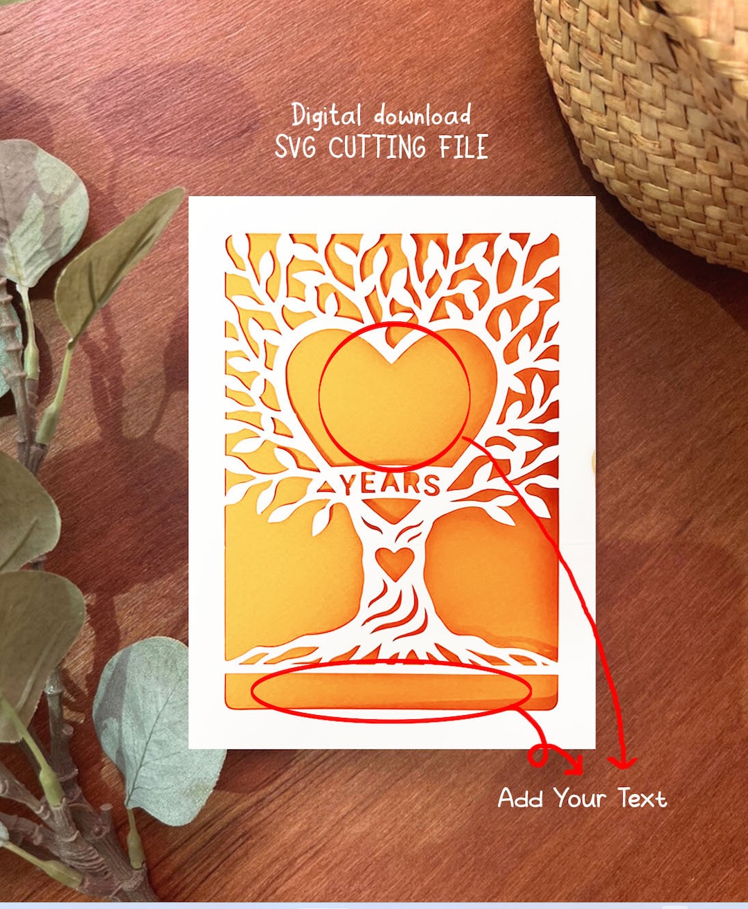 Personalized Anniversary Tree Card SVG: Cricut Cut File (digital ...