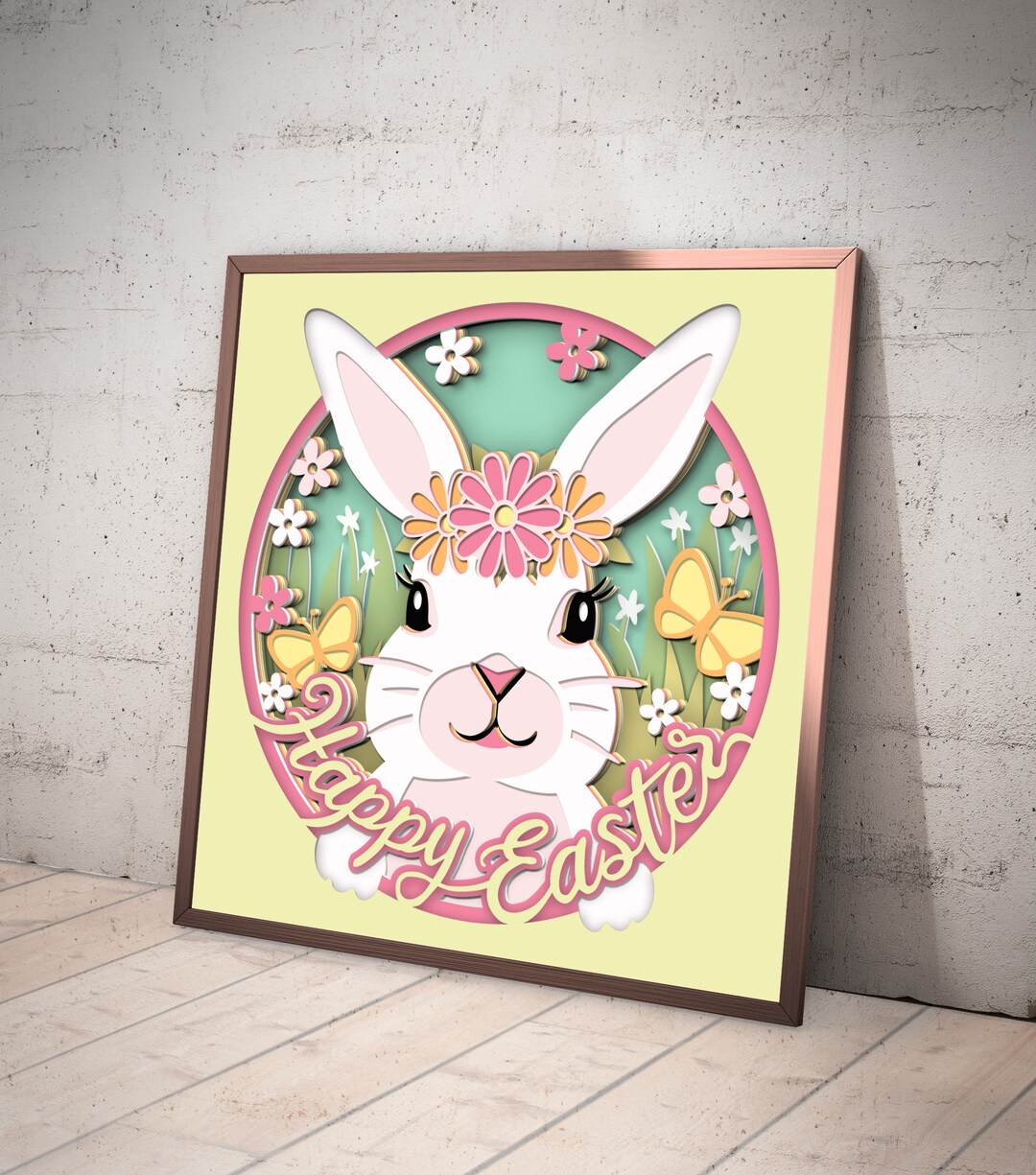Easter Bunny Shadowbox, 3d Easter Svg, 3d Bunny Svg, Cricut Files ...