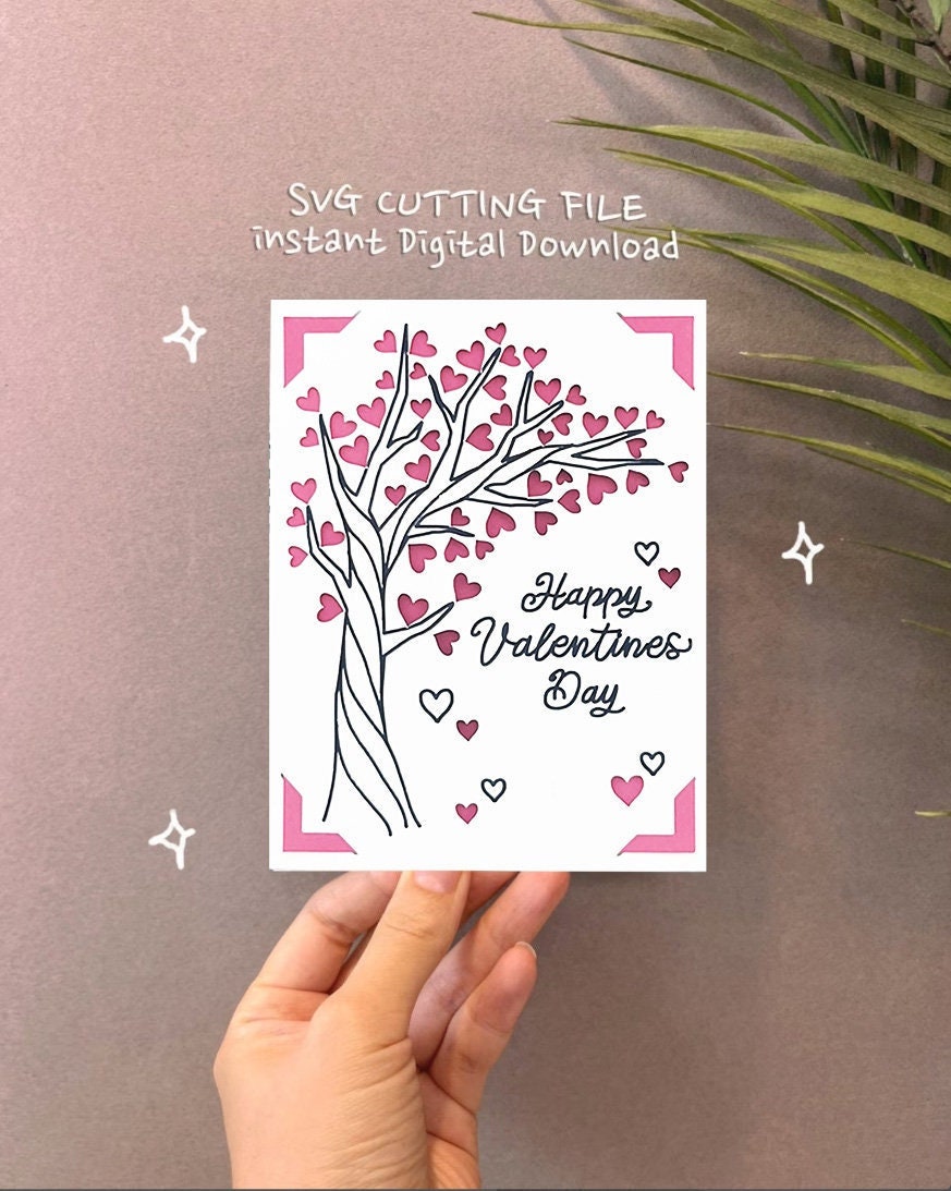 Valentine’s Day Card Svg , Love Tree Card Svg, Cricut Joy Valentines ...