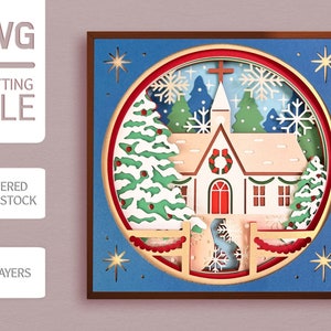 Christmas Church Shadow Box, Layered Church ,SVG Files for Cricut ...