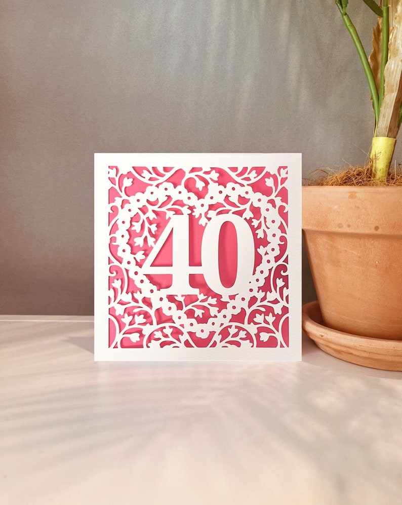 40th Birthday Papercut Card Template SVG (digital Download) - Etsy