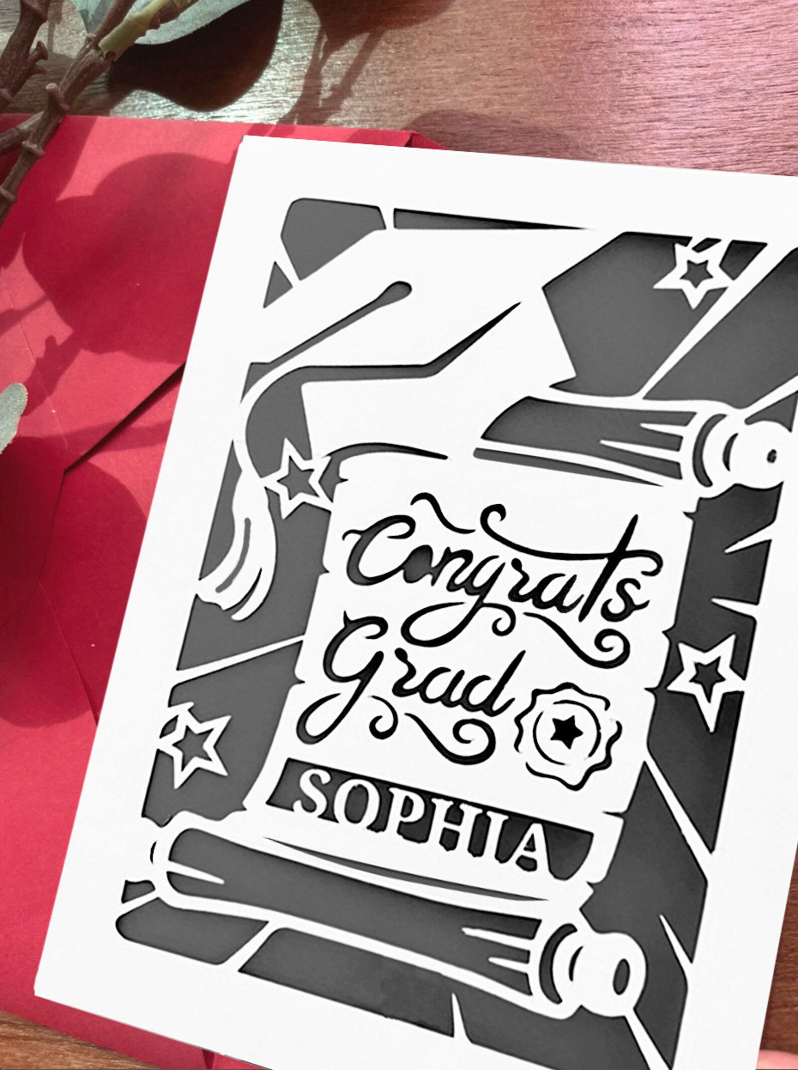 Personalized Graduation Card SVG Template: Papercut Design (digital ...
