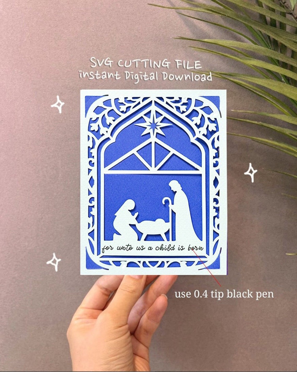 Nativity Card Svg, Cricut Joy Christmas Card Svg, Unto Us a Child is ...