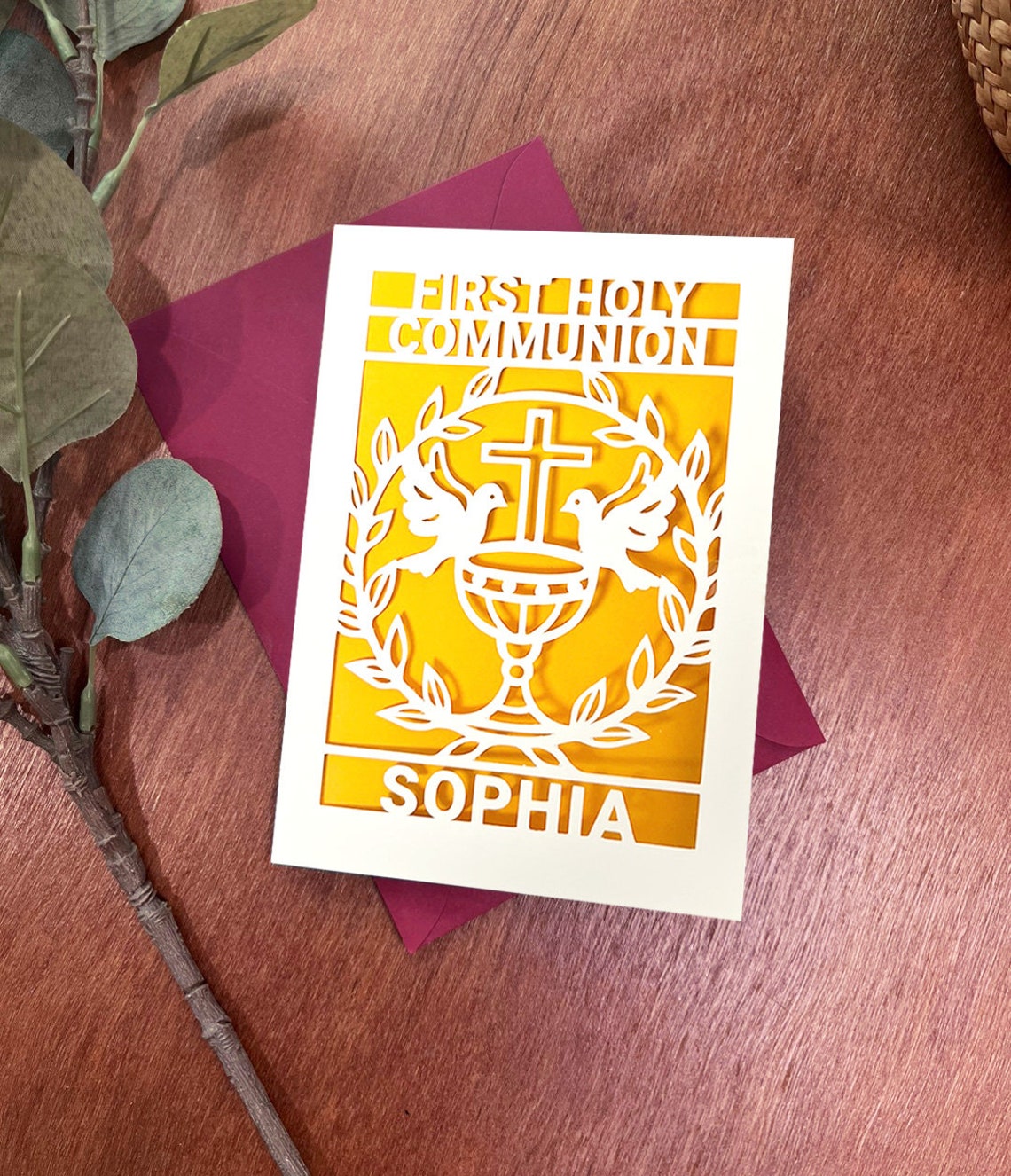 Personalized First Holy Communion Card SVG: Papercut Template (digital ...