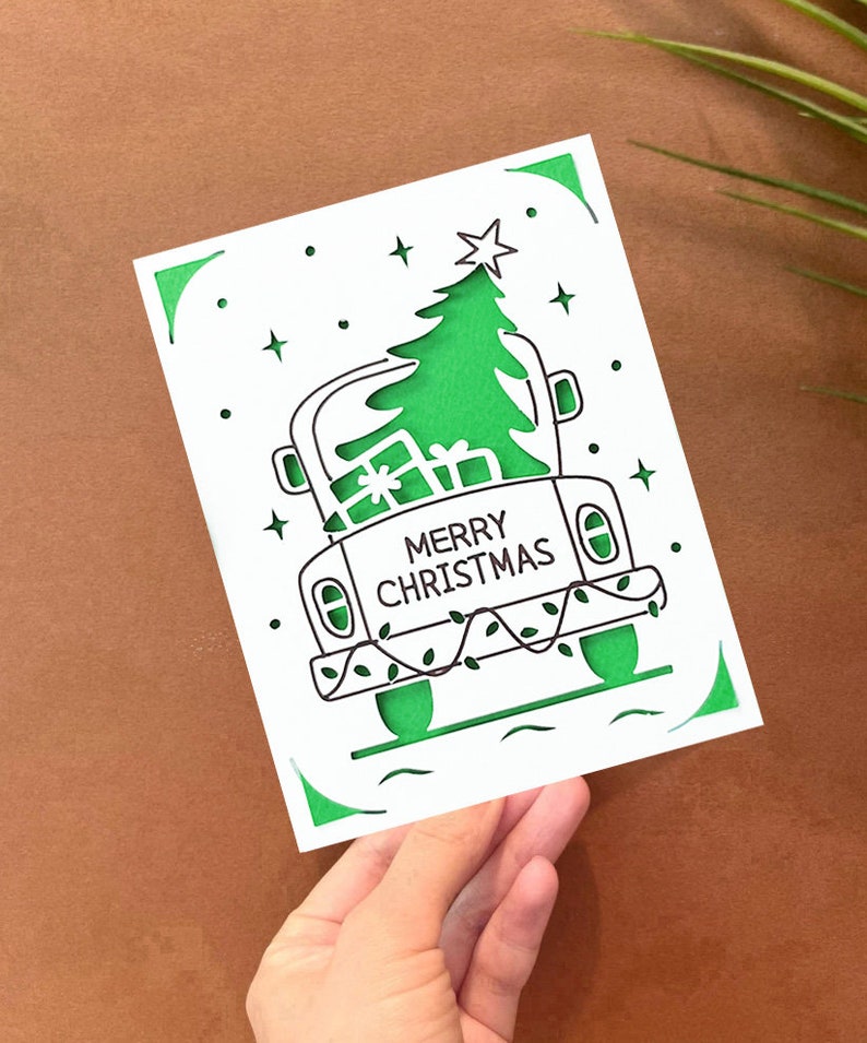 Christmas Truck Card Svg, X Mas Cricut Joy Card , Cute Truck Christmas ...