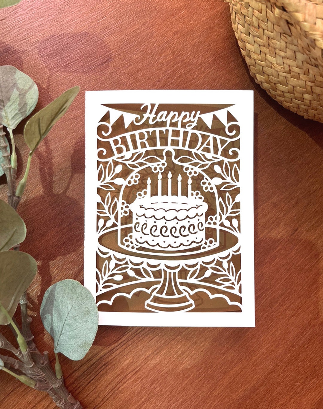 Cake Birthday Card SVG Template: Paper Cut File (digital Download) - Etsy