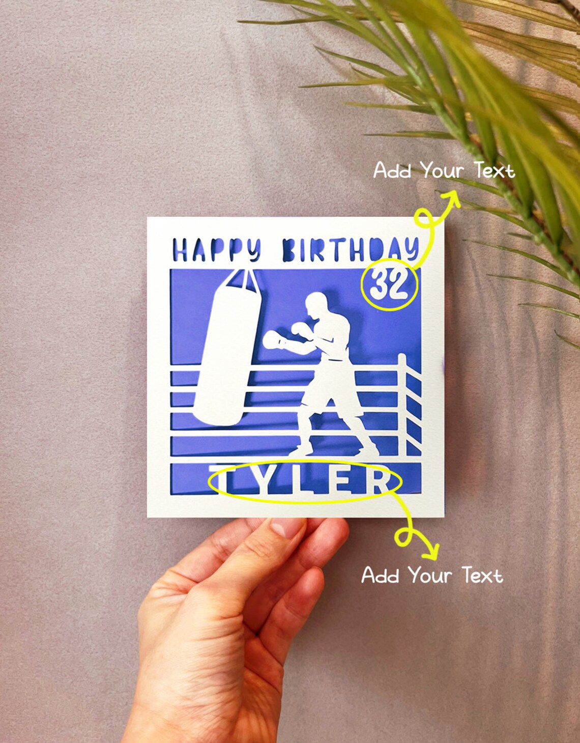 Personalized Boxing Birthday Card SVG: Papercut Template (digital ...