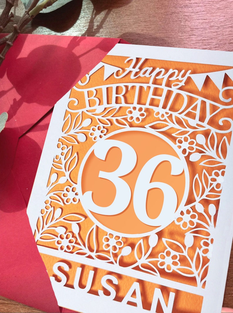 Personalized Birthday Card SVG Template: Papercut Floral Design ...