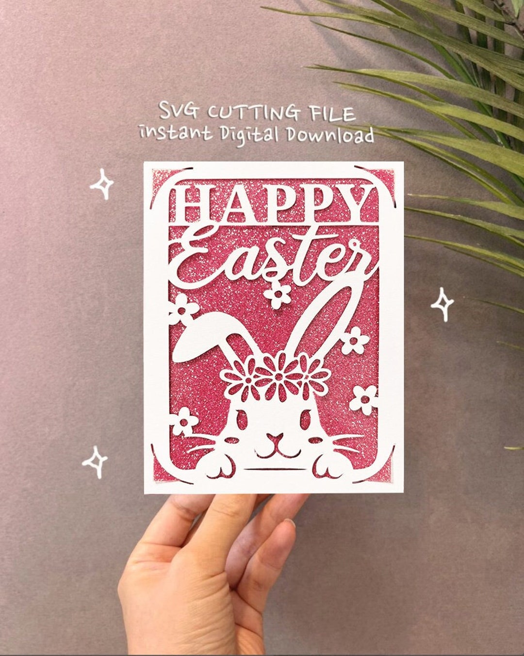 Bunny Easter Card Svg, Easter Card Svg, Happy Easter Svg, Digital ...