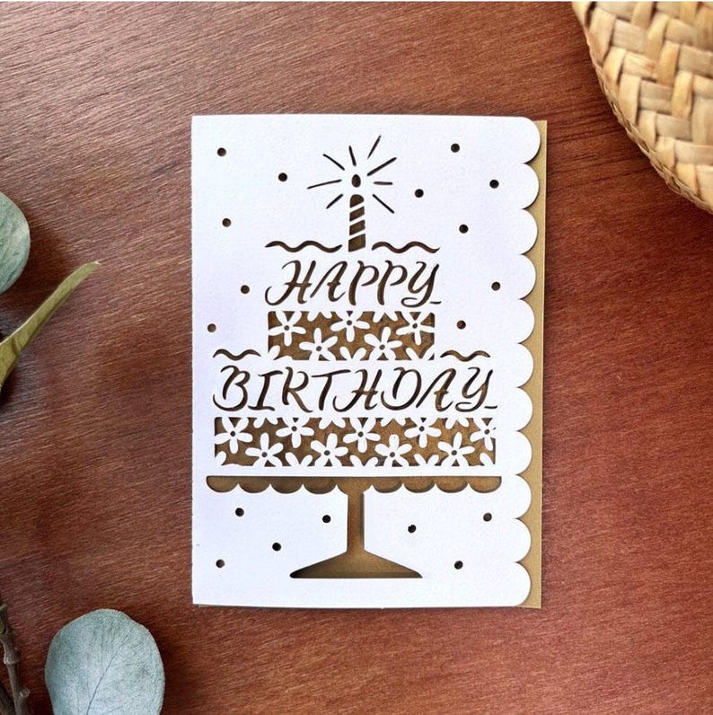 Flower Cake Birthday Card SVG Cut File (digital Download) - Etsy
