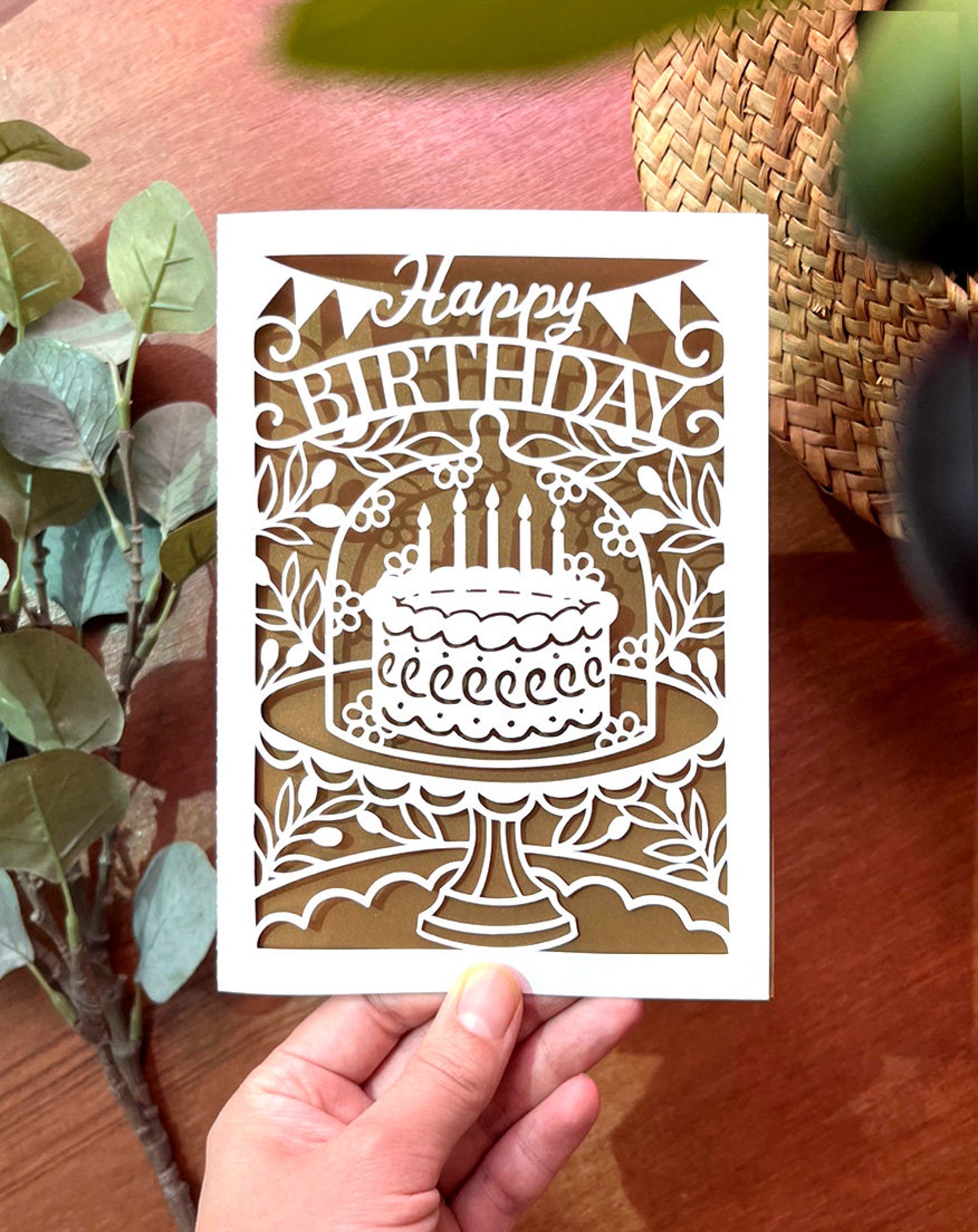 Cake Birthday Card SVG Template: Paper Cut File (digital Download) - Etsy