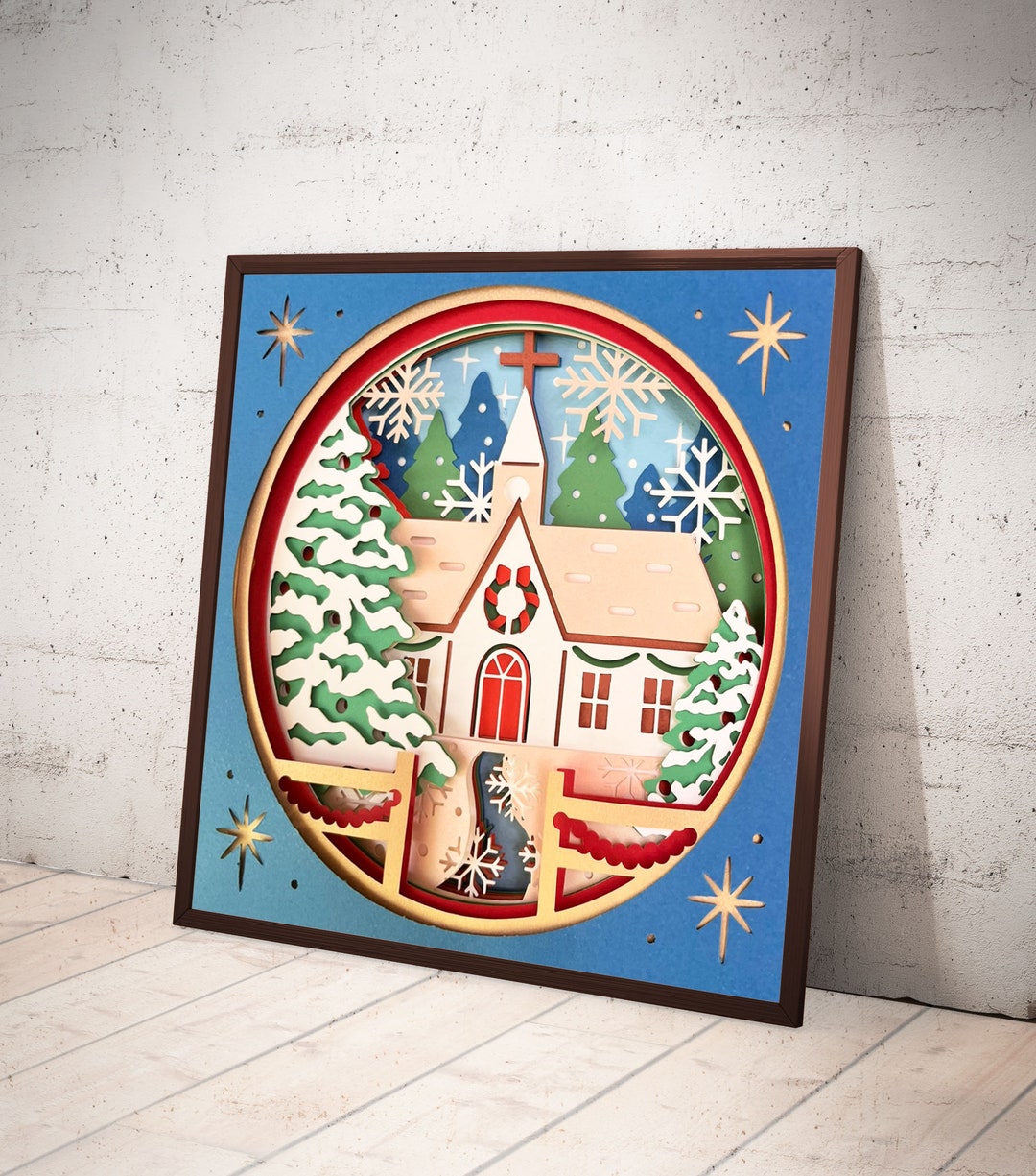 Christmas Church Shadow Box, Layered Church ,SVG Files for Cricut ...