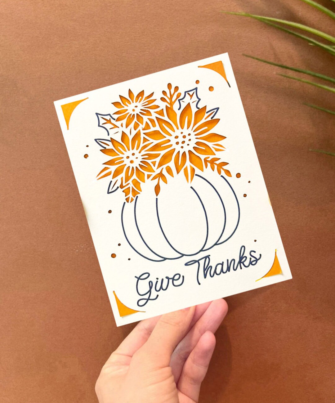Sunflower Pumpkin Thanksgiving Card SVG, Cricut Joy File (digital ...