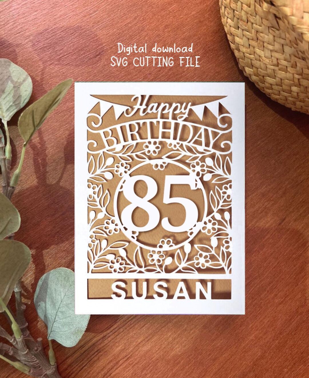 85th Birthday Card Svg, Age 85 Card SVG, 85th Birthday Name Card Svg ...