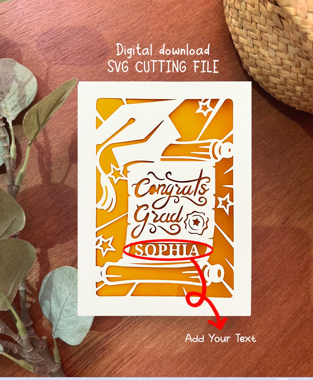 Personalized Graduation Card SVG Template: Papercut Design (digital ...