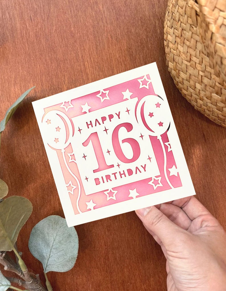 16th Birthday Card SVG File for Cricut (digital Download) - Etsy