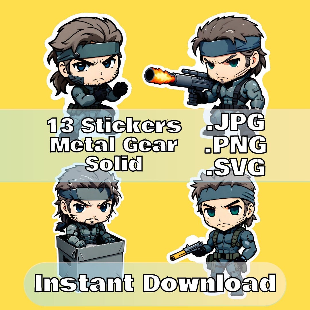 Solid Snake PNG Sticker Pack of 13 13 Metal Gear Solid Designs Digital ...