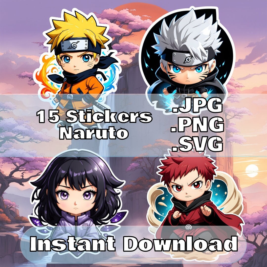 Ninja Anime PNG Sticker Pack of 15 15 Ninjas Manga Stickers JPG, SVG ...