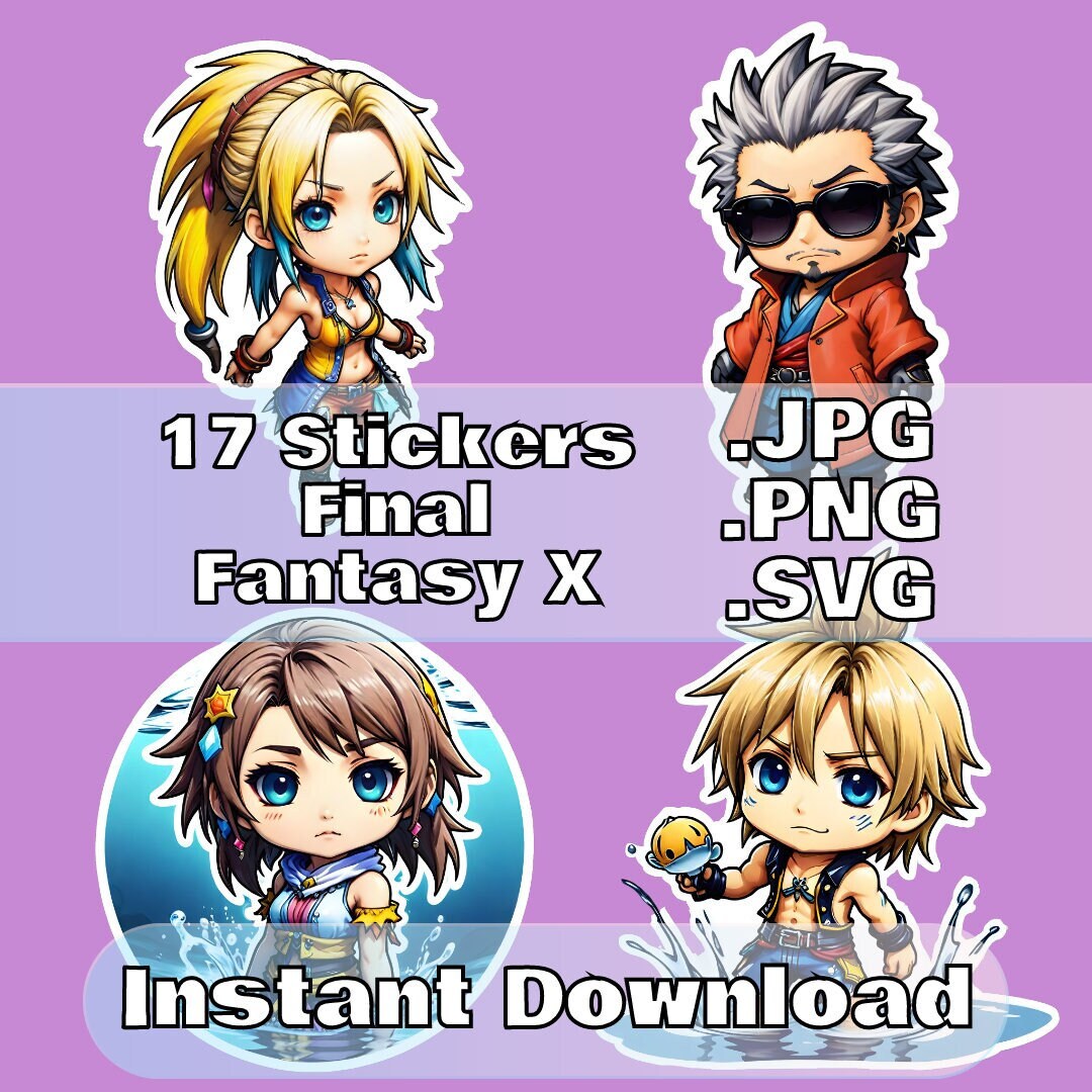 Final Fantasy X PNG Sticker Pack 17 FFX Yuna Tidus Designs - Etsy