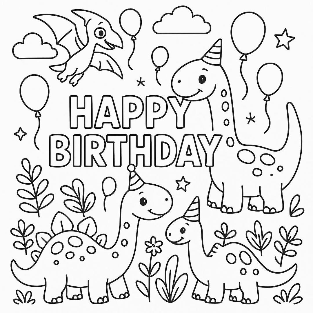 Dinosaur Coloring Sheets for Kids and Toddlers - Dino Birthday Party - Etsy