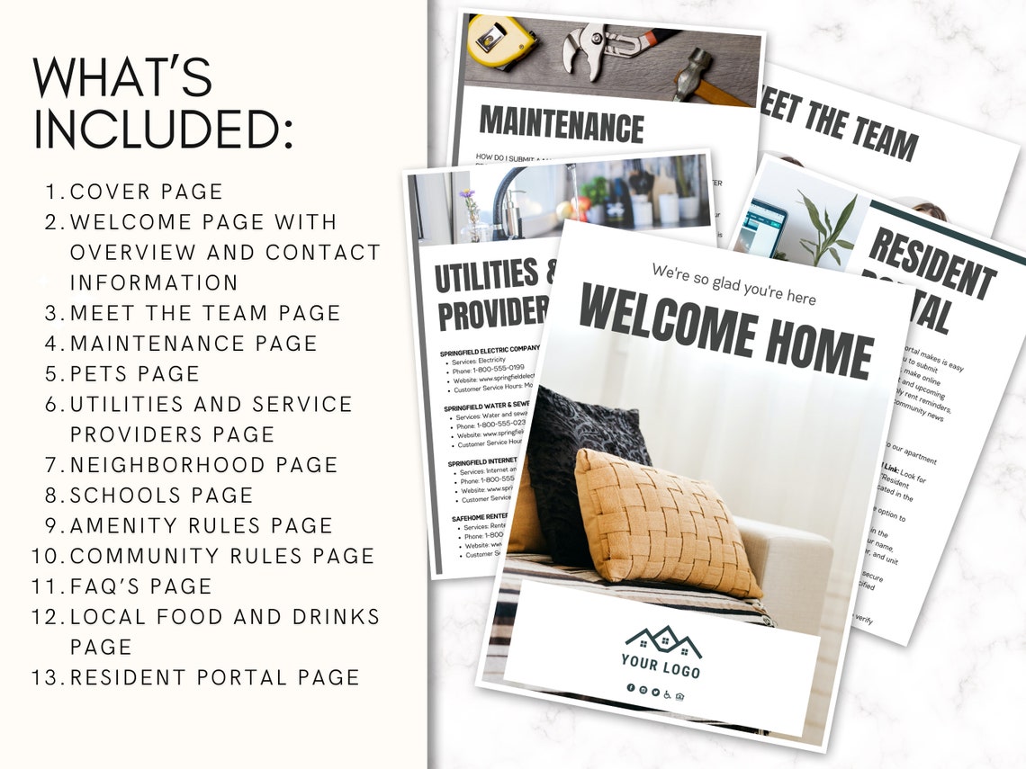 Resident Welcome Guide Template for Apartment Community Welcome Packet ...