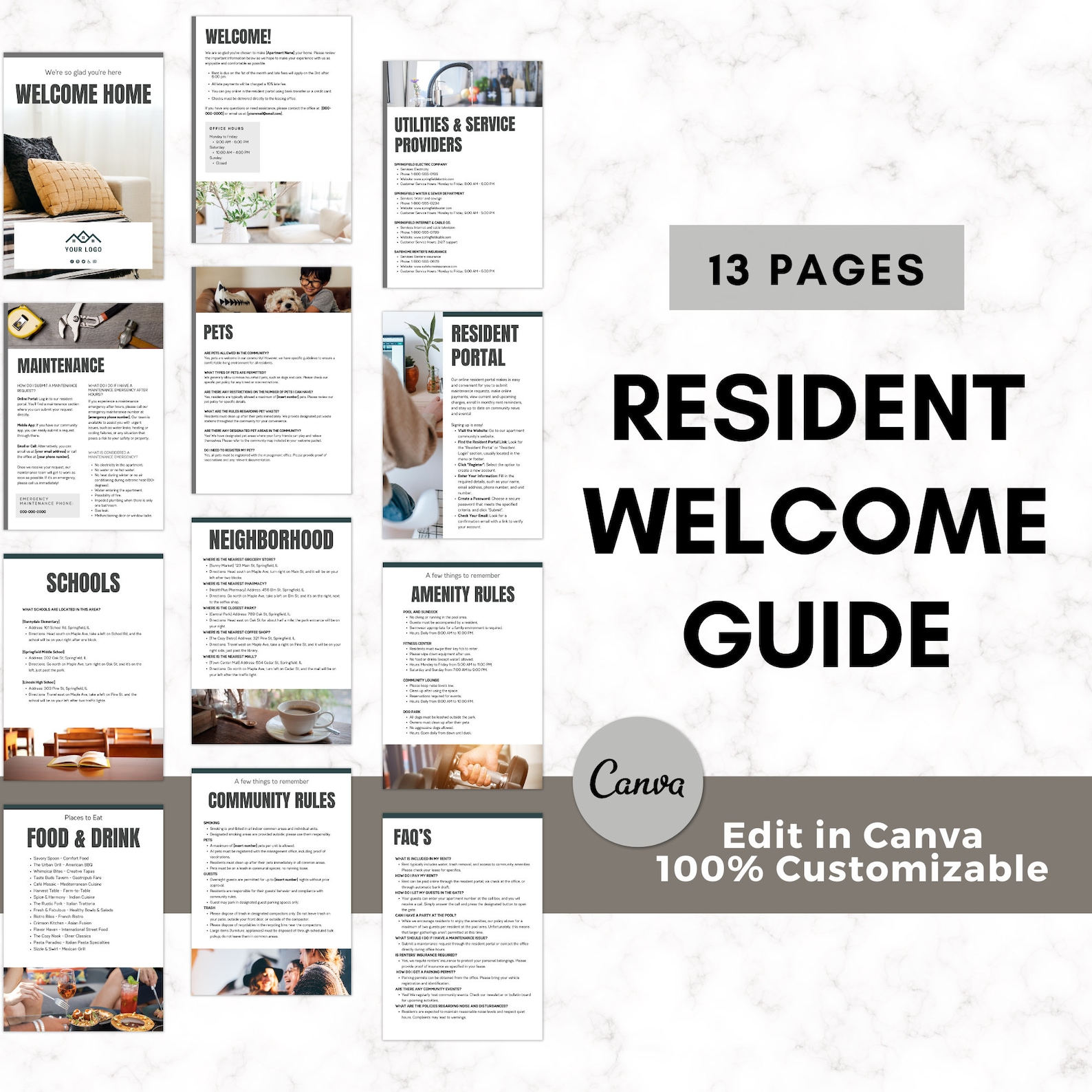 Resident Welcome Guide Template for Apartment Community Welcome Packet ...