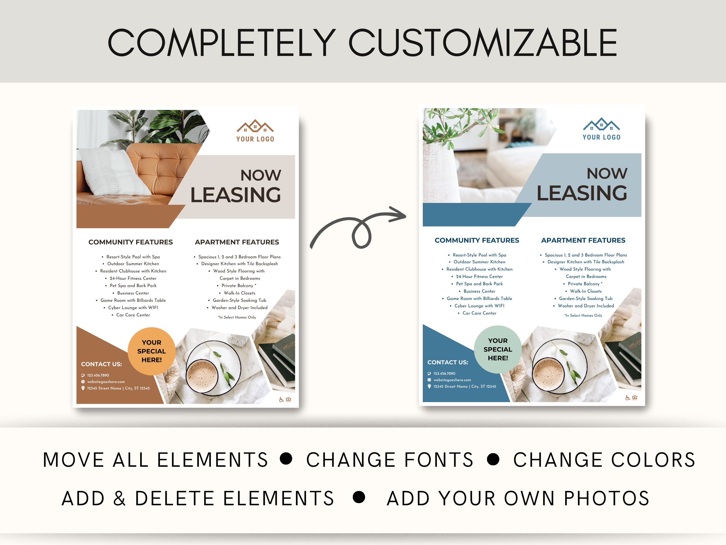 Editable Apartment Marketing Flyer for Apartment Community Floor Plans ...