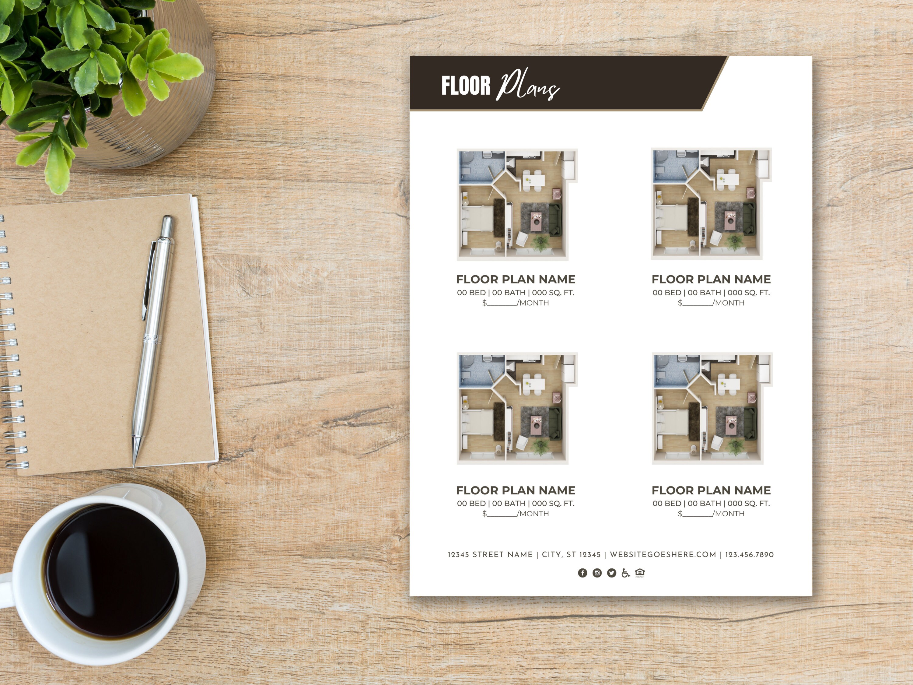 Apartment Leasing Flyer Template: Editable Floor Plans (canva) - Etsy