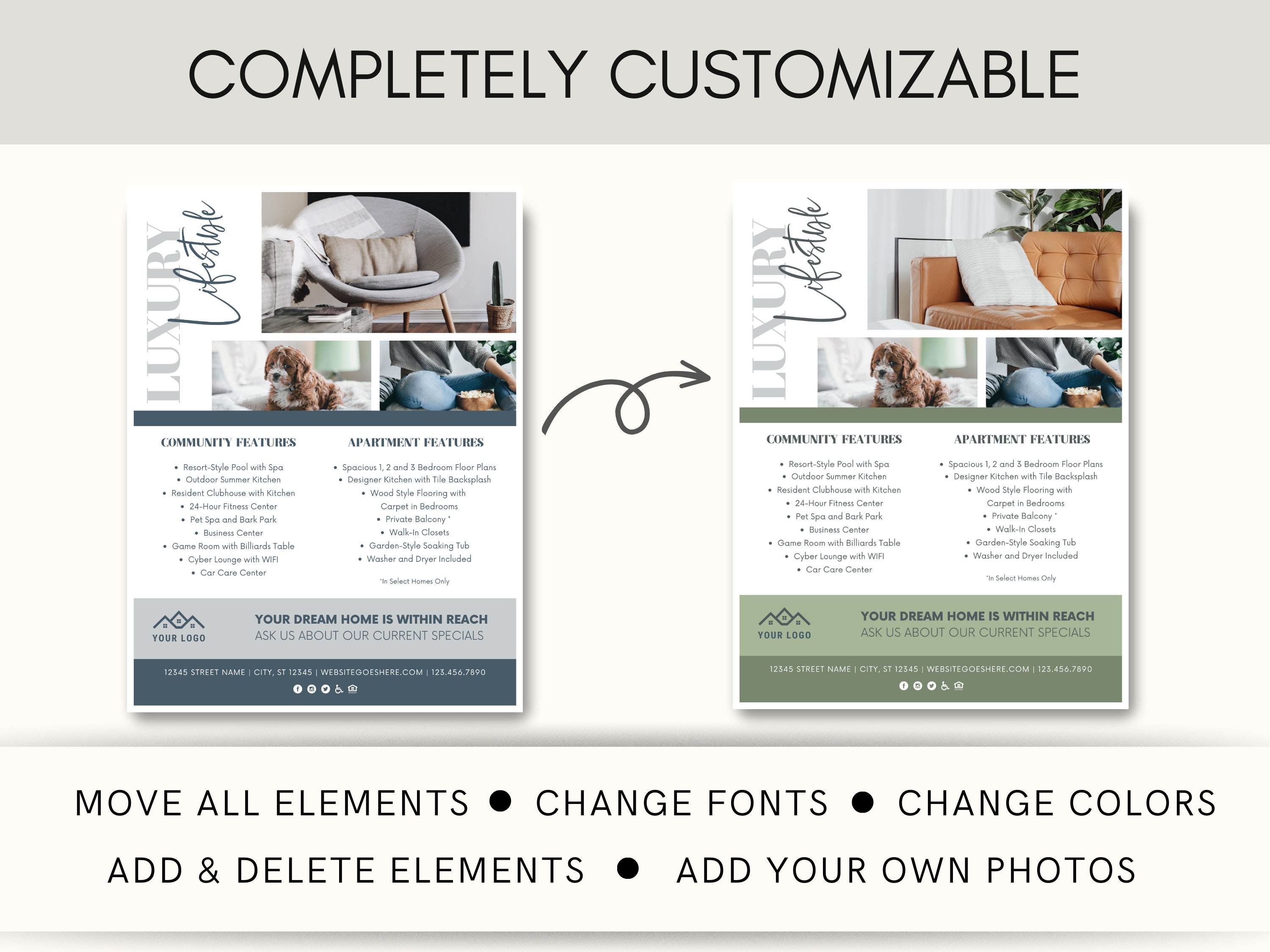 Apartment Marketing Flyer Template, Editable Floor Plans Flyer ...