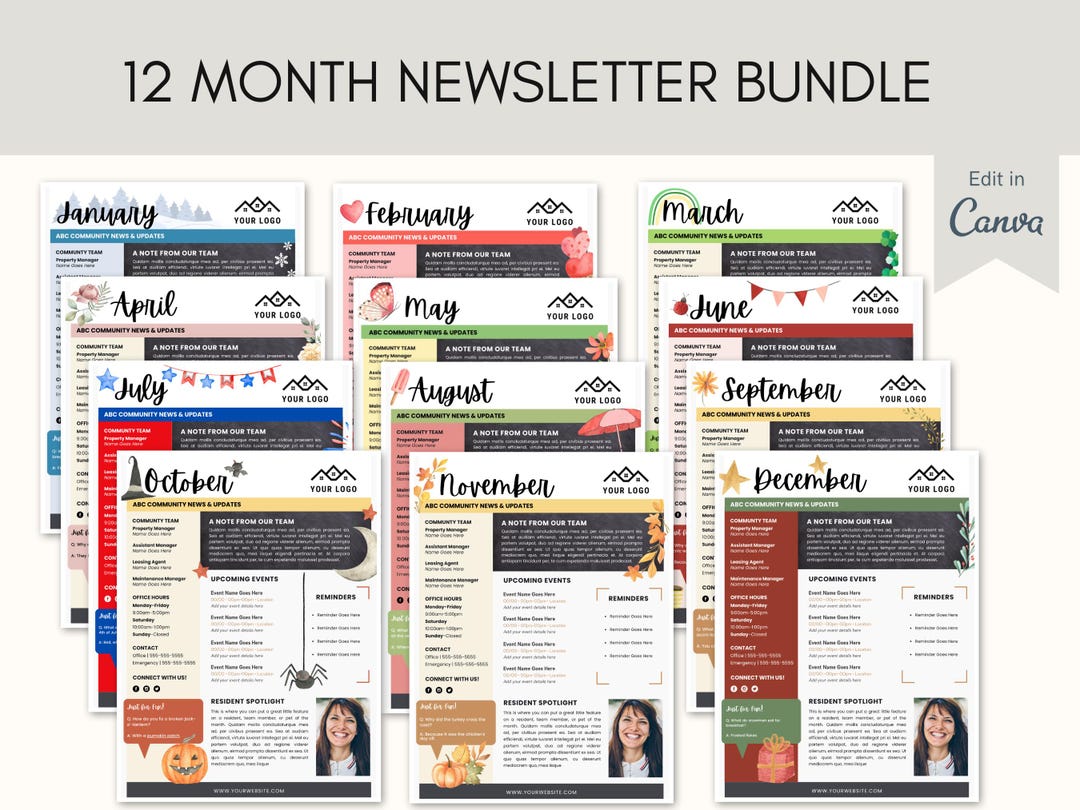 12-month Newsletter Template for Apartment Community, Property Manager ...