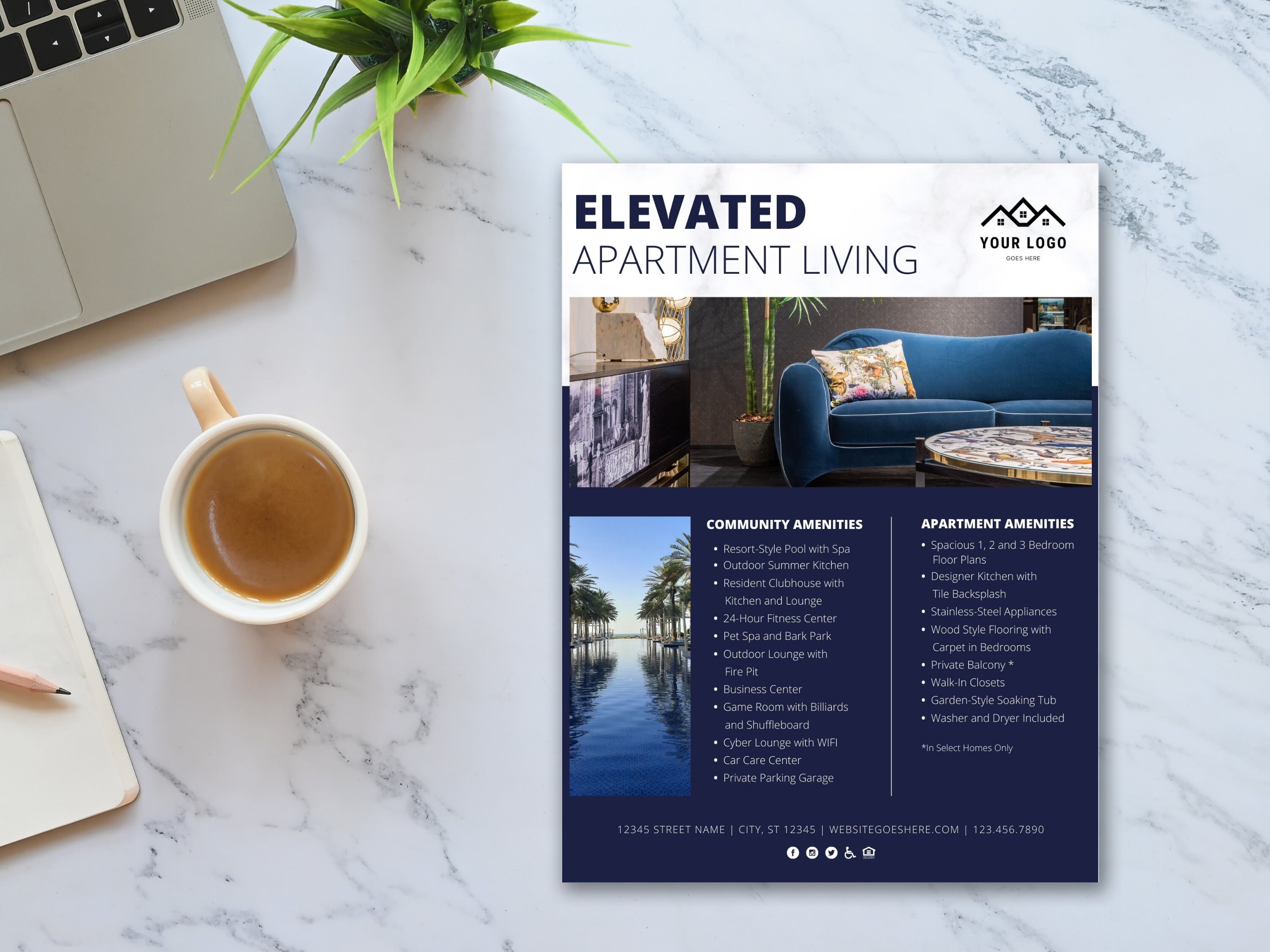Editable Apartment Marketing Flyer for Multifamily Real Estate Floor ...