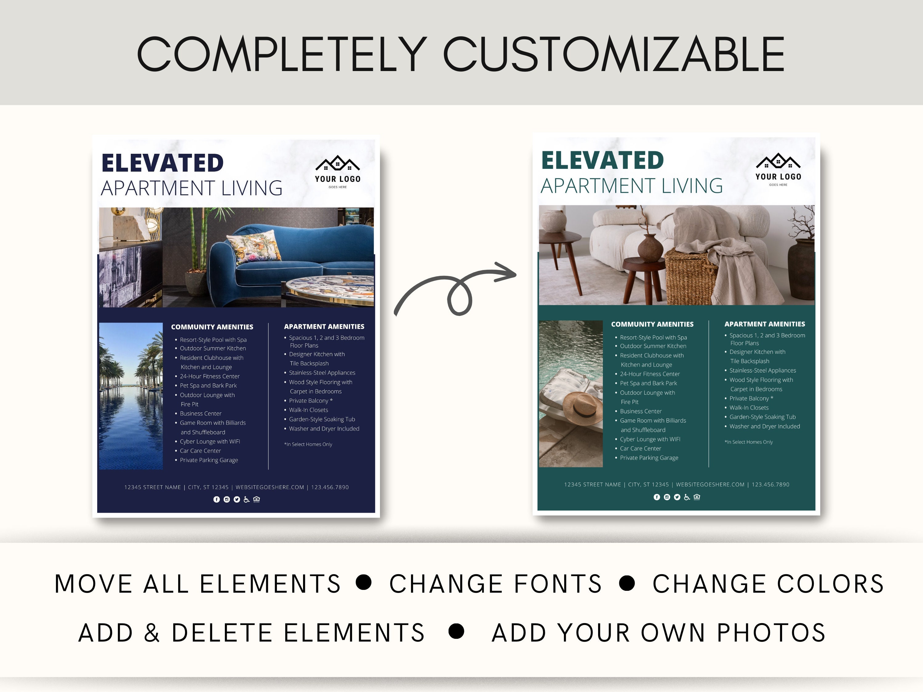 Editable Apartment Marketing Flyer for Multifamily Real Estate Floor ...