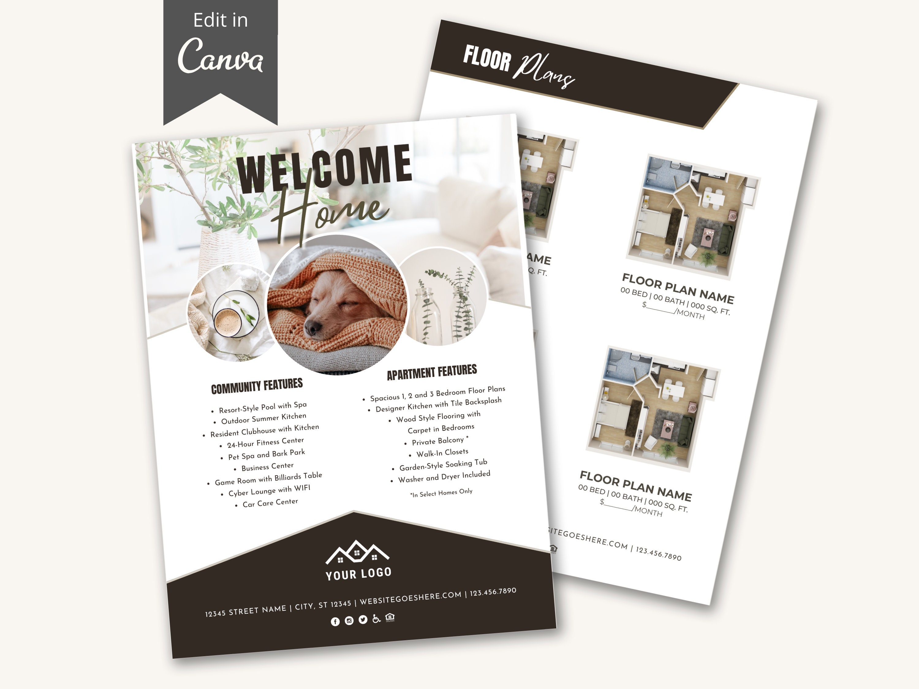 Apartment Marketing Flyer Template, Editable Floor Plans Flyer ...