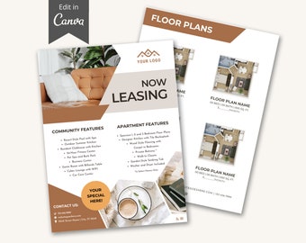 Apartment Leasing Flyer Template: Editable Floor Plans (canva) - Etsy