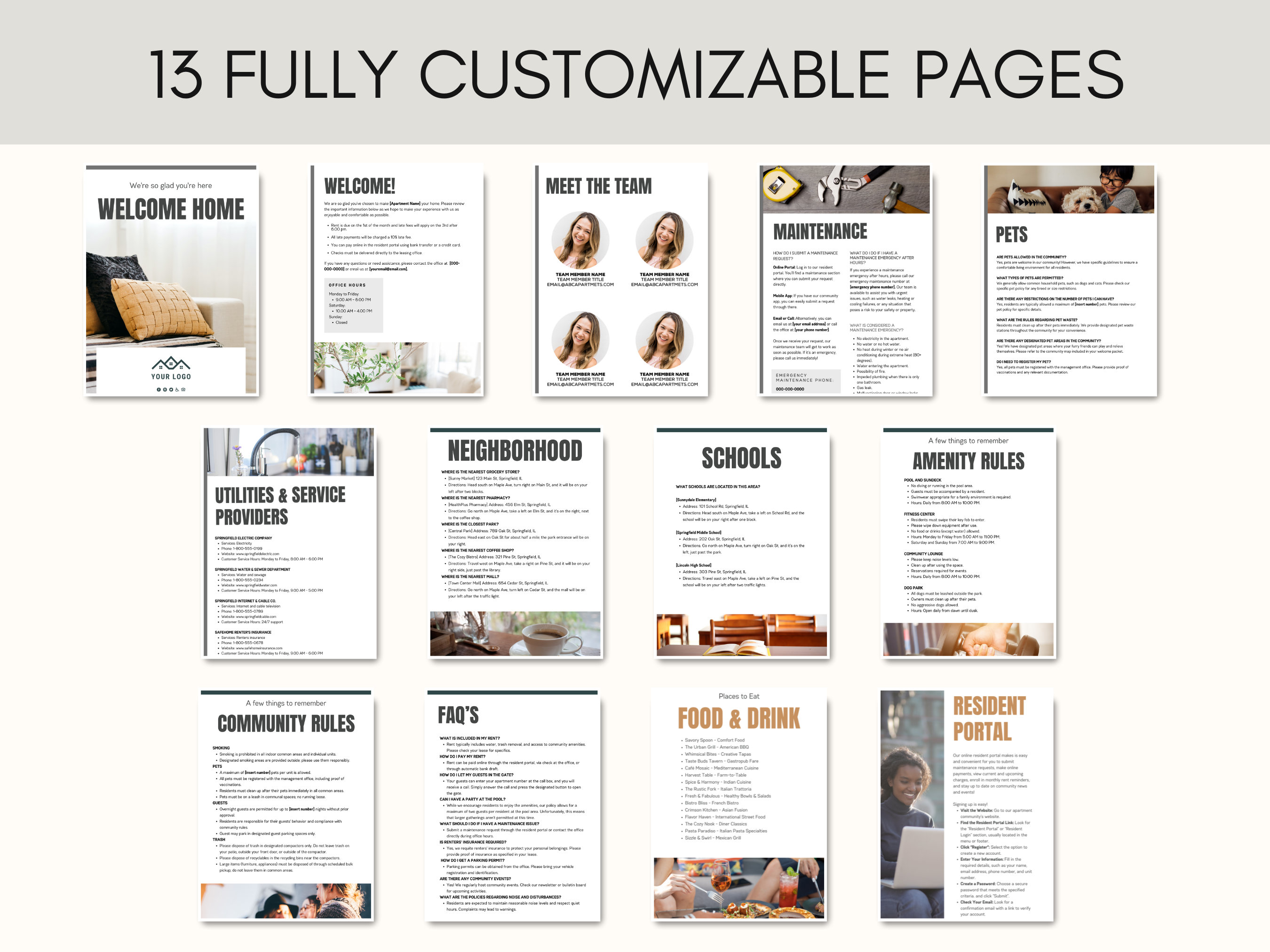 Resident Welcome Guide Template for Apartment Community Welcome Packet ...