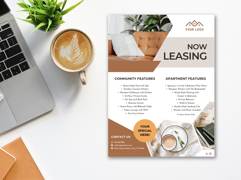 Editable Apartment Marketing Flyer for Apartment Community Floor Plans ...