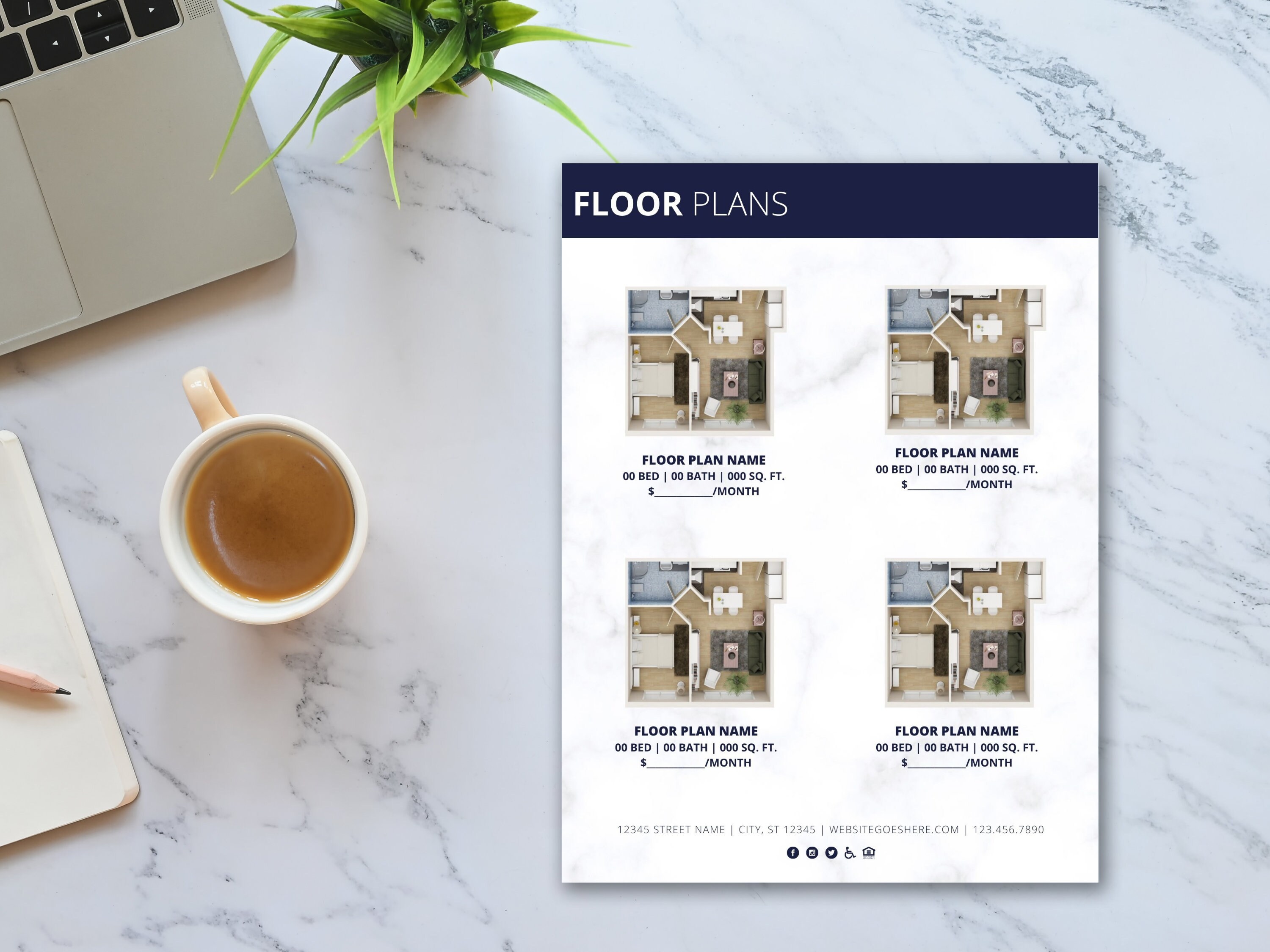 Editable Apartment Marketing Flyer for Multifamily Real Estate Floor ...