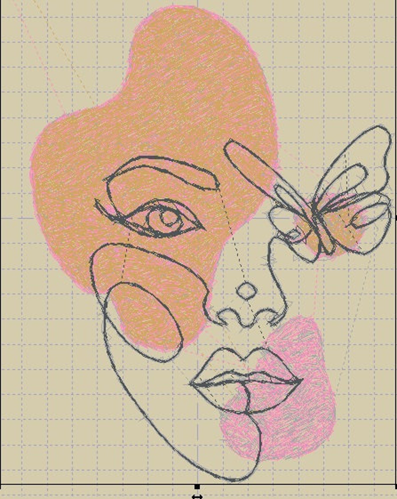 Design for Machine Embroidery Face. Scheme of (Download Now) - Etsy